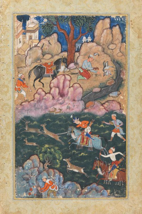 The Fitzwilliam Museum - Hunting scene: a prince spearing deer, and ...